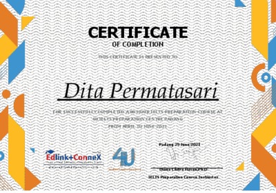IELTS Preparation Course Certificate - Dita Permatasari - Document Repository Universitas Andalas